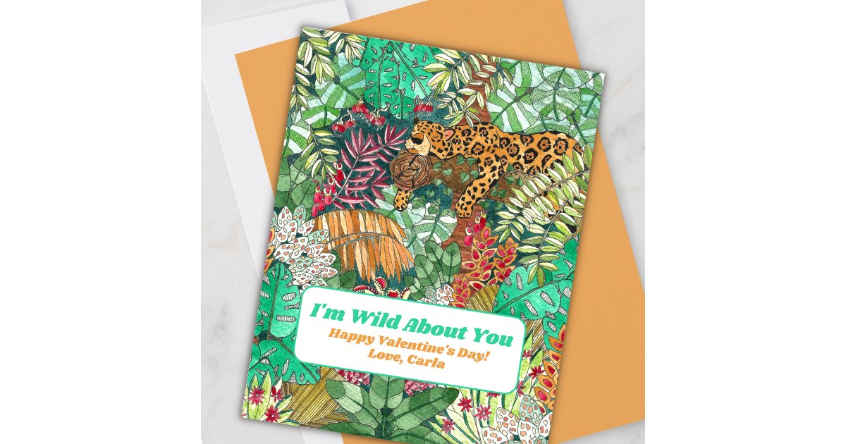 Wild About You Jungle Valentine's Day Holiday Card | Zazzle