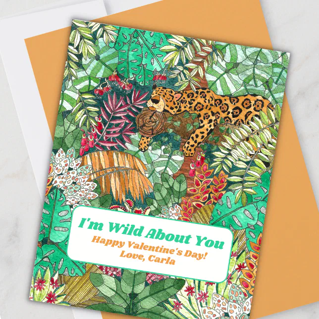 Wild About You Jungle Valentine's Day Holiday Card | Zazzle