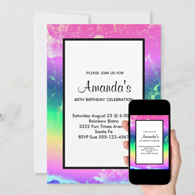 Wild Abstract with Rainbow Colors Generic Party Invitation | Zazzle