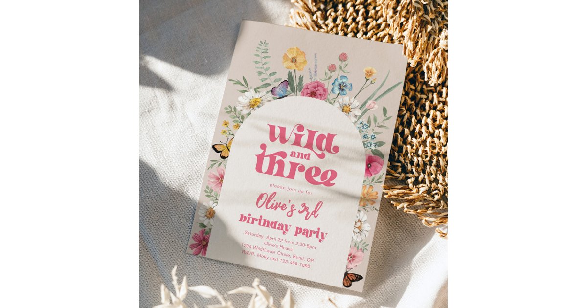 Wild and Three Wildflower Invitation | Zazzle