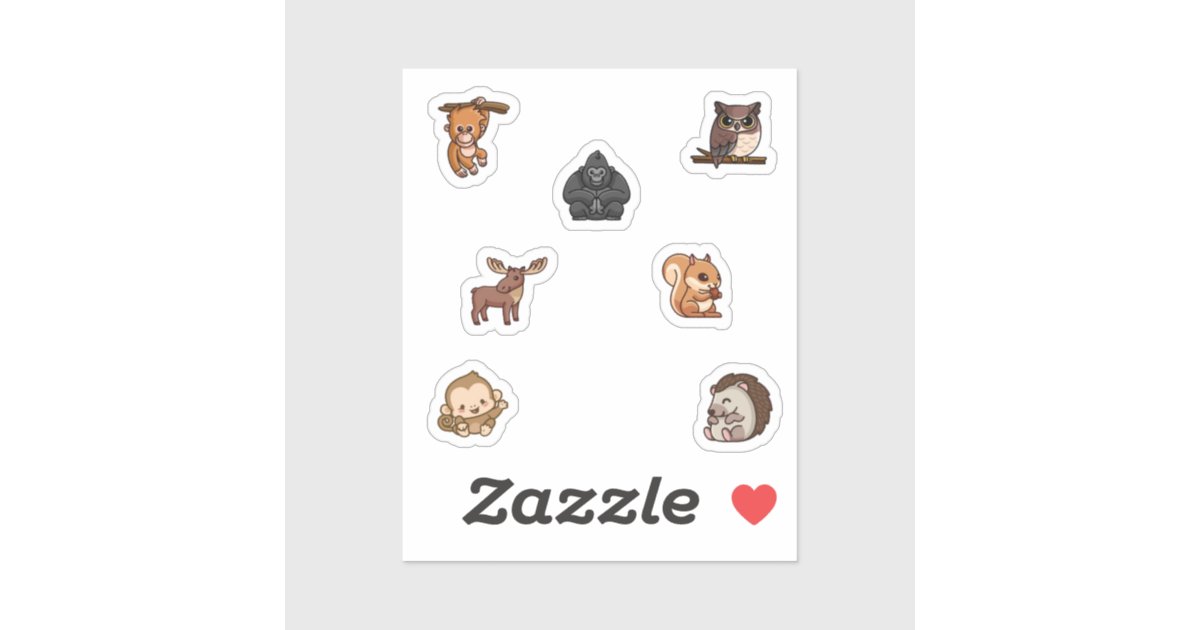 Wild animal collection sticker | Zazzle