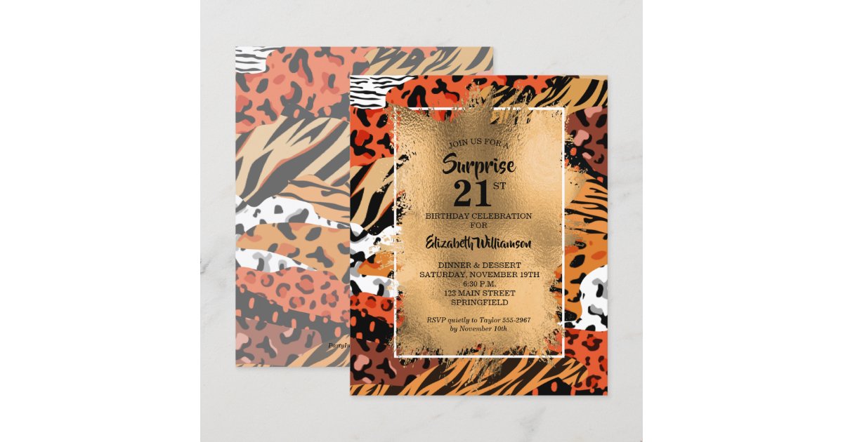 Wild Animal Print Birthday Party Invitations | Zazzle