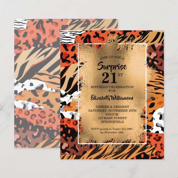 Wild Animal Print Birthday Party Invitations | Zazzle