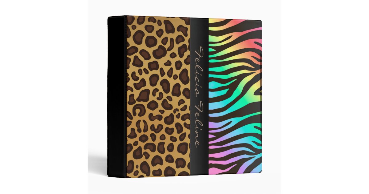Wild Animal Print Leopard Zebra Personalized Glam 3 Ring Binder | Zazzle