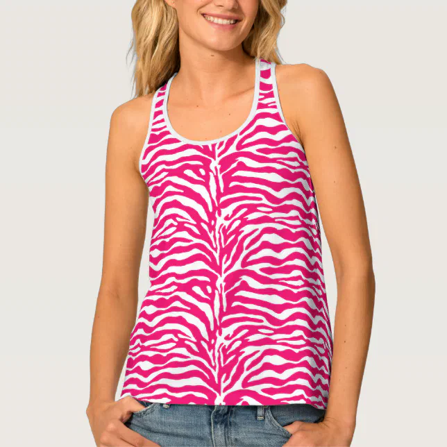 Wild Animal Print, Zebra in Fuchsia Pink and White Tank Top | Zazzle