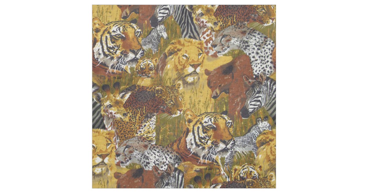 Wild Animals Fabric | Zazzle