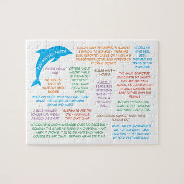 Wild Animals Fun Facts Adults & Kids Jigsaw Puzzle | Zazzle