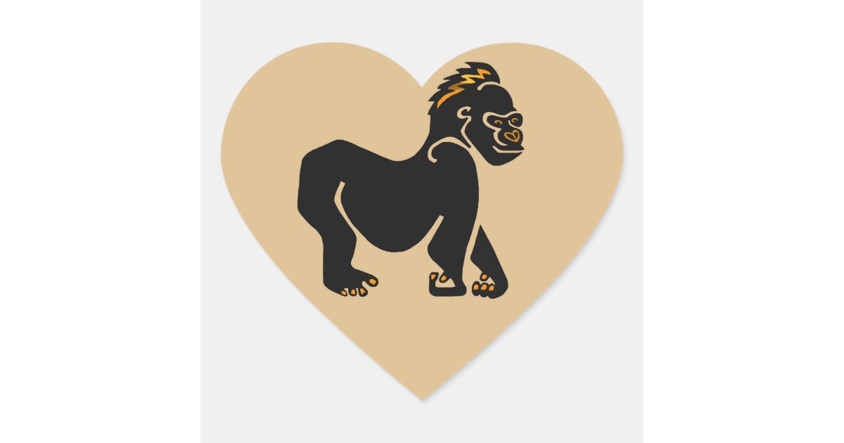 Wild animals - GORILLA - ape -primate - wildlife Heart Sticker | Zazzle