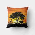 Wild Animals on African Savanna Sunset Throw Pillow | Zazzle