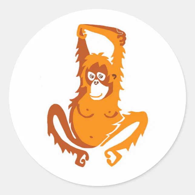 Wild animals -ORANGUTAN -Endangered animal - Classic Round Sticker | Zazzle