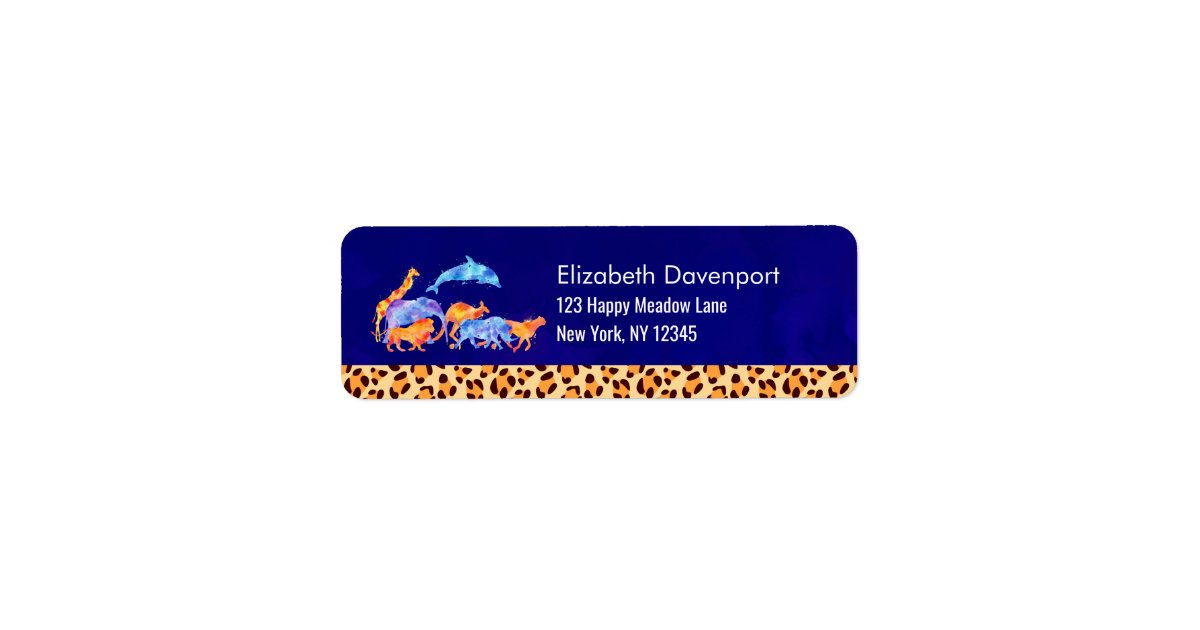 Wild Animals with a Leopard Print Border Label | Zazzle
