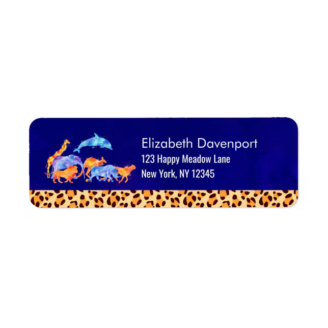 Wild Animals with a Leopard Print Border Label | Zazzle