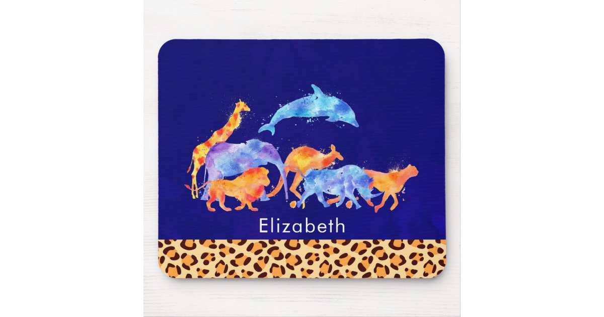 Wild Animals with a Leopard Print Border Mouse Pad | Zazzle