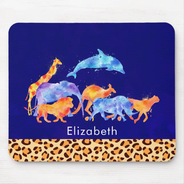 Wild Animals with a Leopard Print Border Mouse Pad | Zazzle