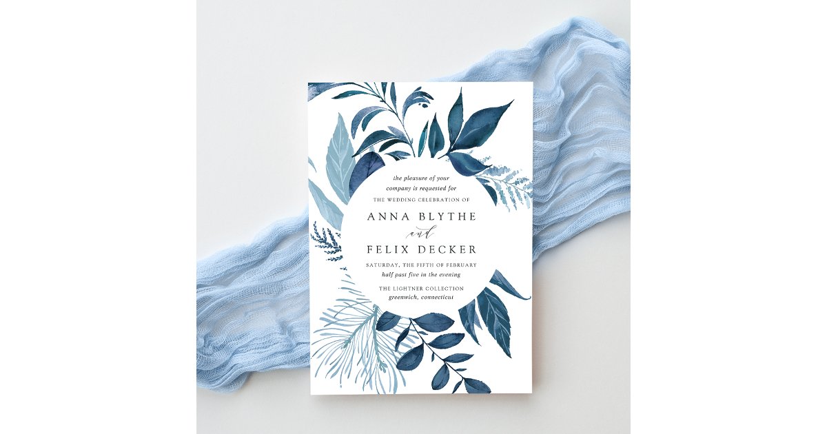 Wild Azure | Blue Botanical Wedding Invitation | Zazzle
