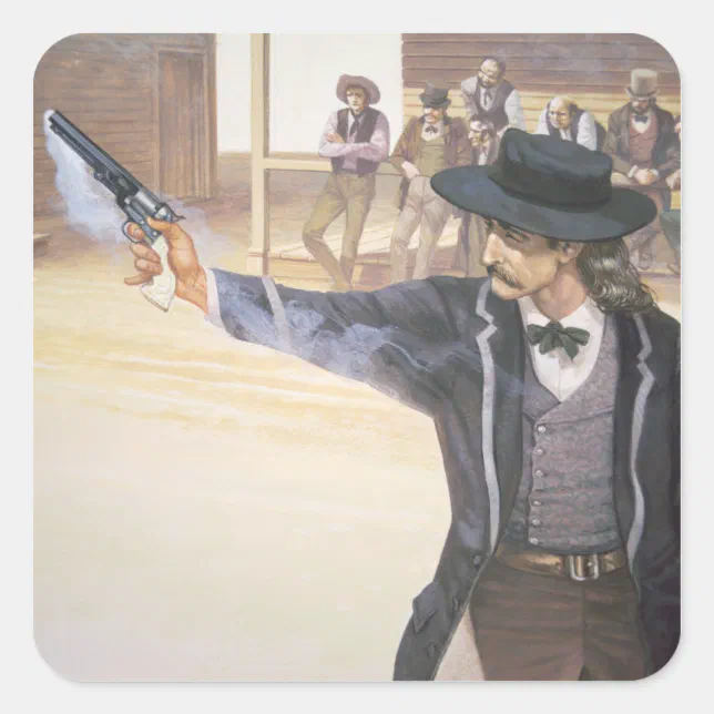 'Wild Bill' Hickok (1837-76) demonstrates his mark Square Sticker | Zazzle