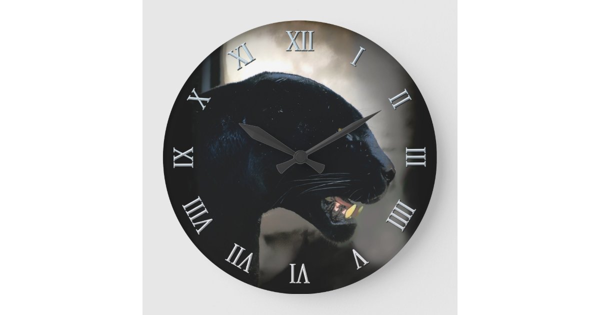 Wild Black Panther Animal-lover Large Clock | Zazzle