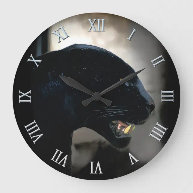 Wild Black Panther Animal-lover Large Clock | Zazzle