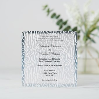 Wild Blue Zebra Print Wedding Invitation | Zazzle