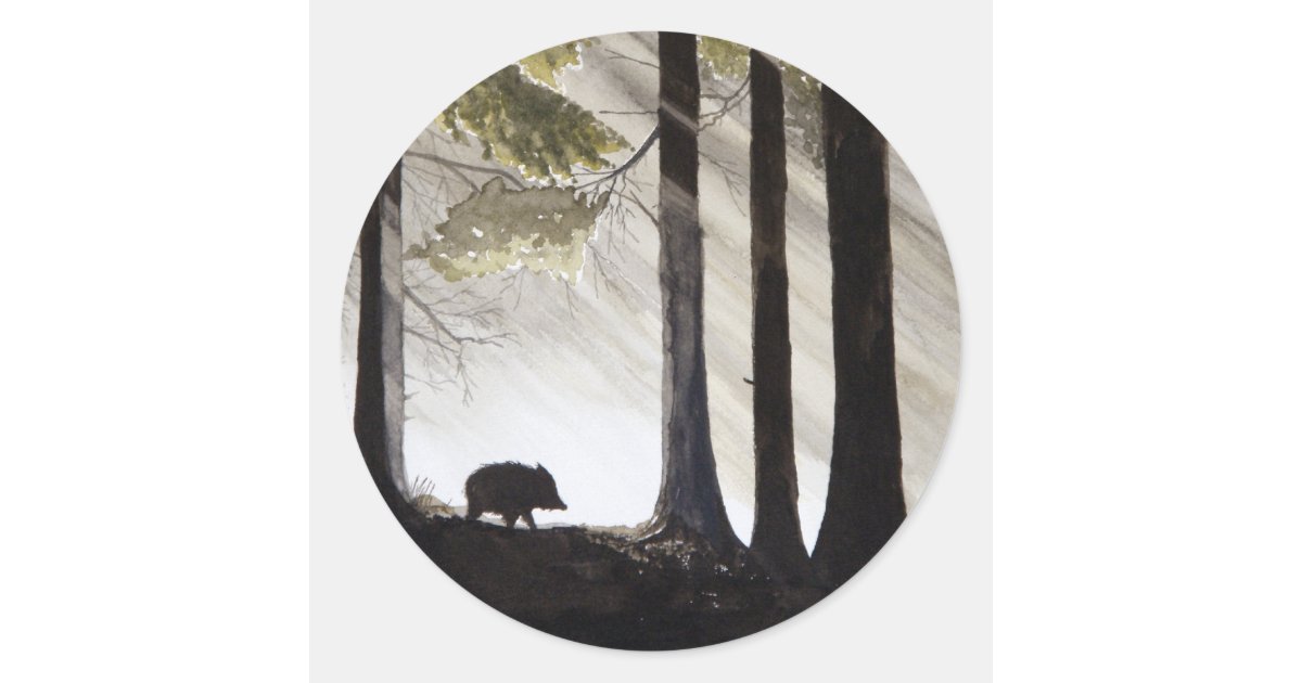 Wild Boar Classic Round Sticker | Zazzle