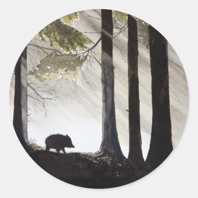 Wild Boar Classic Round Sticker | Zazzle