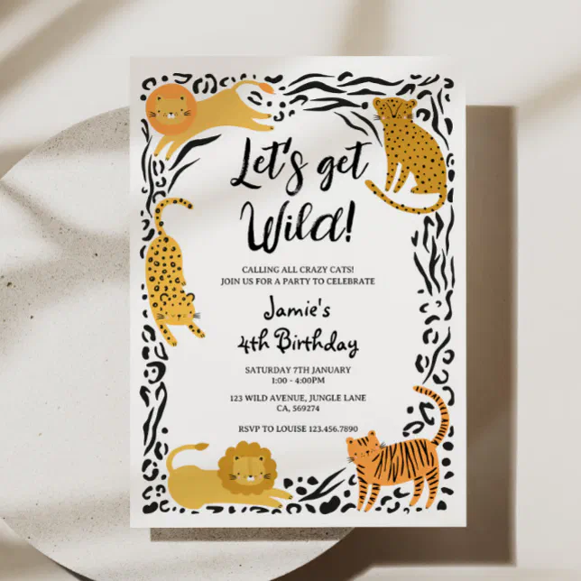 Wild Cat Jungle Birthday Party Invitation | Zazzle