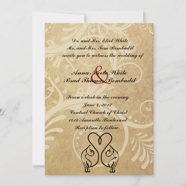 Wild Cat Lovers Black and Gold Wedding Invitation | Zazzle