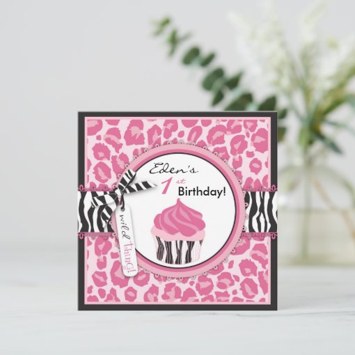 Wild Cheetah Print & Cupcake Pink Birthday Invitation | Zazzle