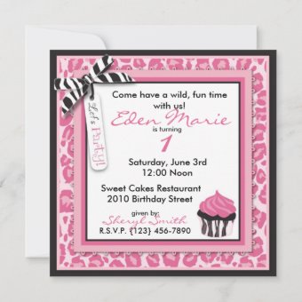 Wild Cheetah Print & Cupcake Pink Birthday Invitation | Zazzle