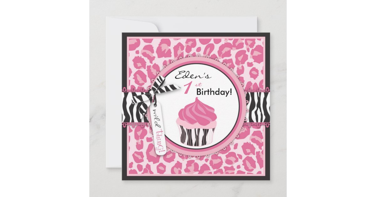Wild Cheetah Print & Cupcake Pink Birthday Invitation | Zazzle