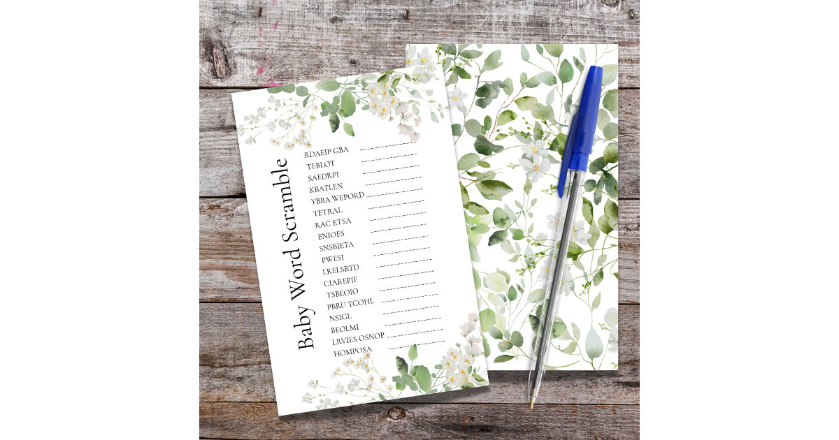 Wild daisy blooms Baby Shower Word Scramble | Zazzle