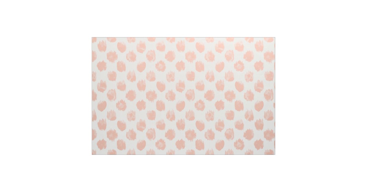 WILD DOTS Peach Watercolor Polka Dot Fabric | Zazzle