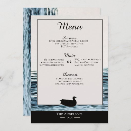 Wild Duck Lake Dinner Menu Card | Zazzle