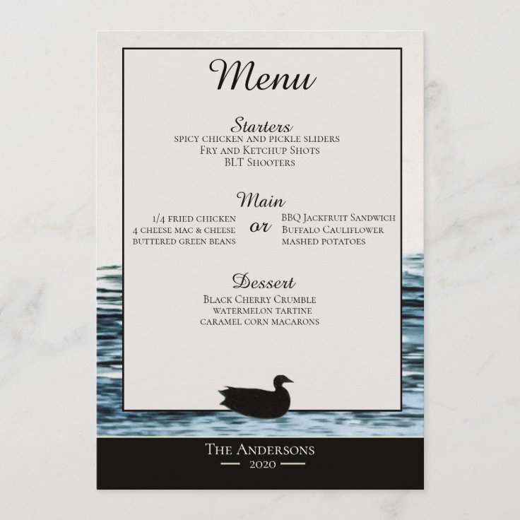 Wild Duck Lake Dinner Menu Card | Zazzle