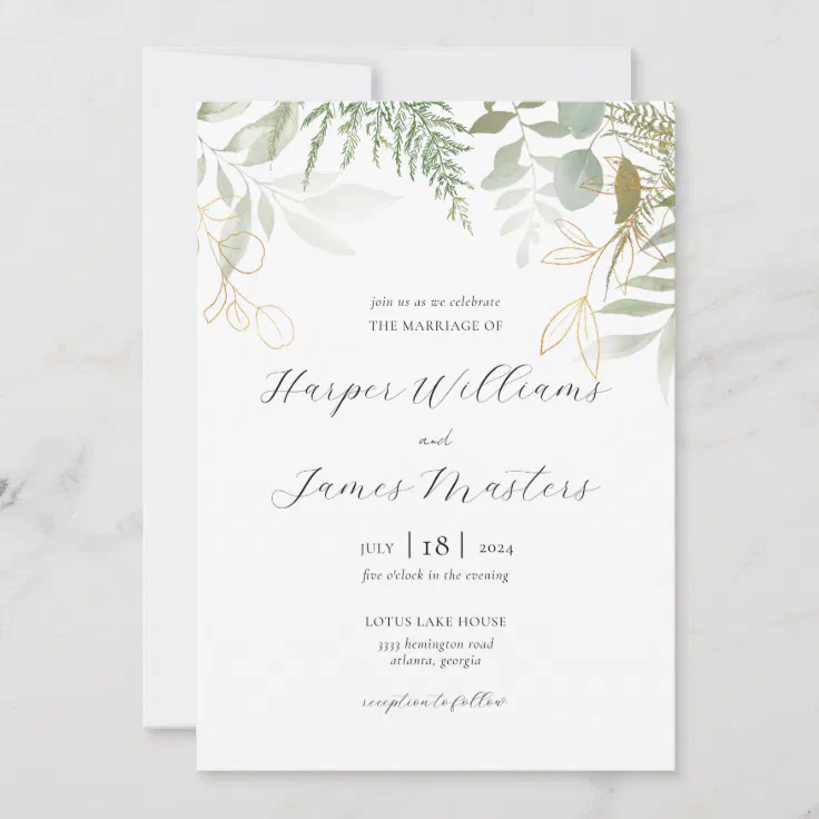 Wild Fern Greenery Wedding Invitation | Zazzle