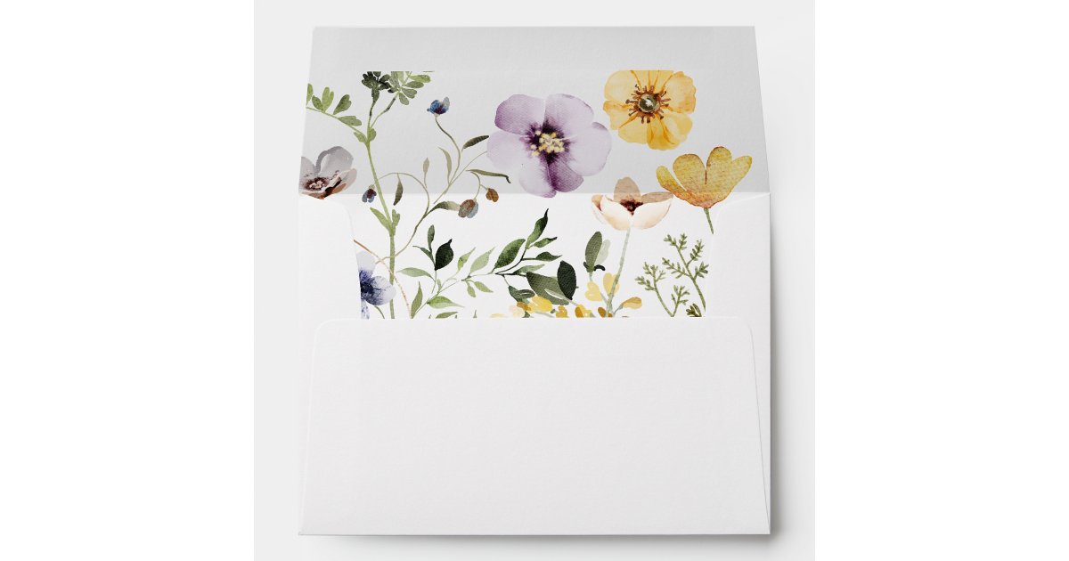 Wild flower blooms invitation envelopes 5x7 | Zazzle