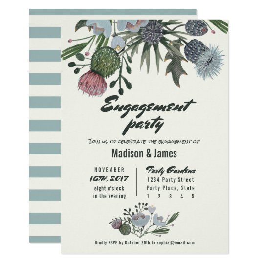 Wild Flowers | blue | Engagement Party Invitations | Zazzle.com