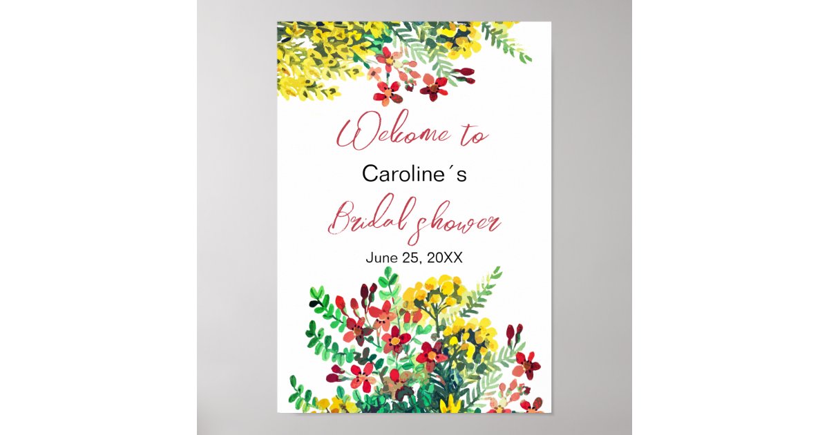 Wild flowers bridal shower poster | Zazzle