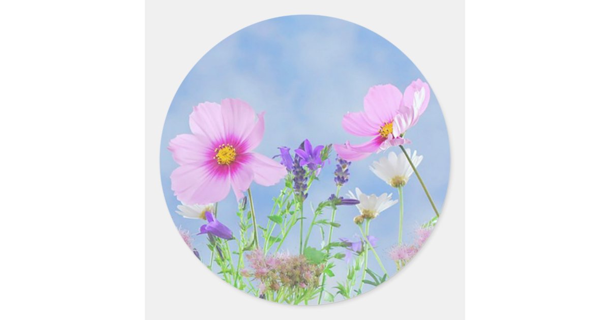 Wild Flowers Classic Round Sticker | Zazzle