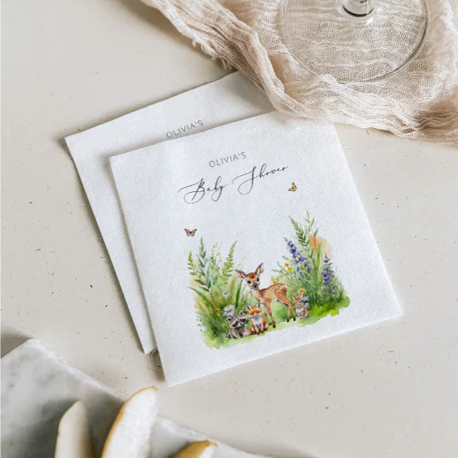 Wild Flowers Field Forest Dear Baby Shower Napkins | Zazzle