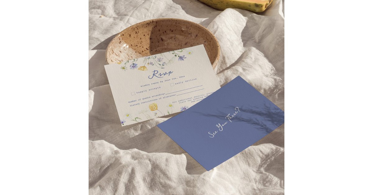 Wild Flowers Hand Written Wedding RSVP Card | Zazzle