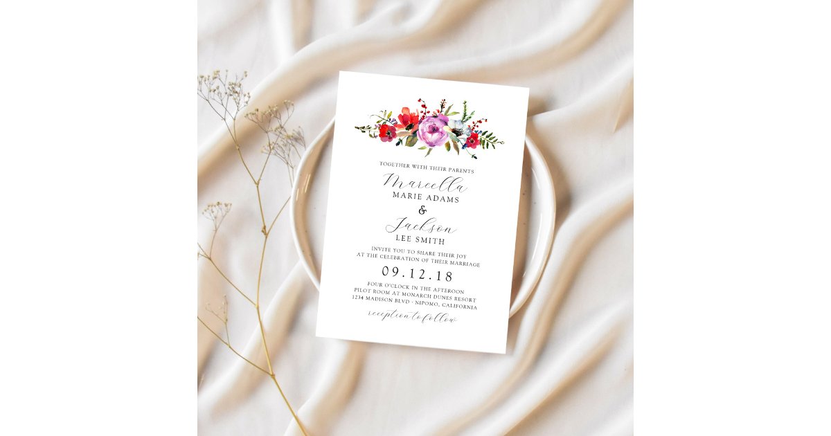Wild Flowers & Romance Invitation | Zazzle