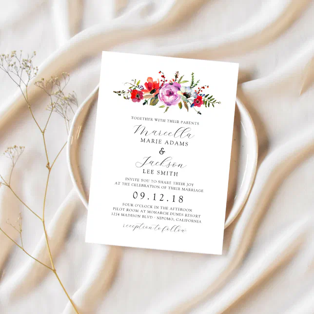 Wild Flowers & Romance Invitation | Zazzle