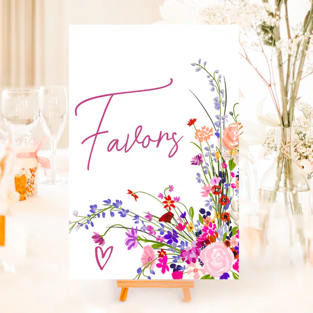 Wild flowers script favors bridal shower foam board | Zazzle