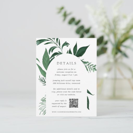 Wild Forest Botanical QR Code Wedding Details Enclosure Card | Zazzle