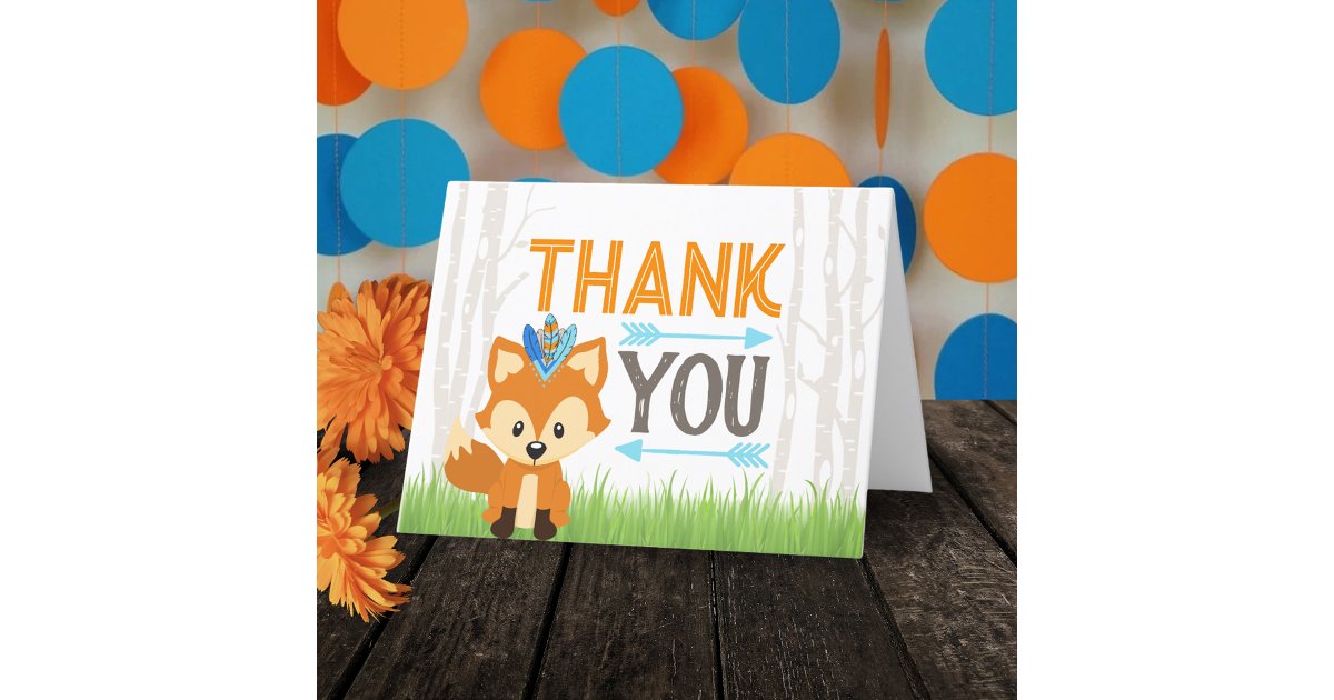 Wild Forest Fox Woodland Party Thank You Card | Zazzle