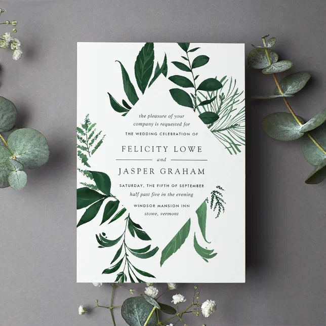 Wild Forest | Green Watercolor Foliage Wedding Invitation | Zazzle