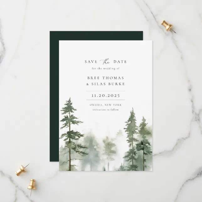Wild Forest Pine Tree Photo Wedding Save The Date | Zazzle
