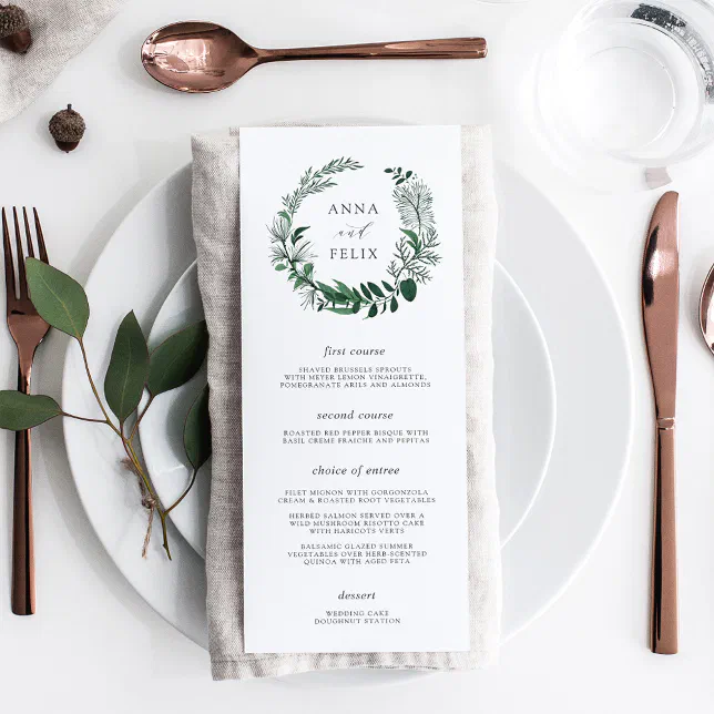 Wild Forest Wedding Menu Card | Zazzle