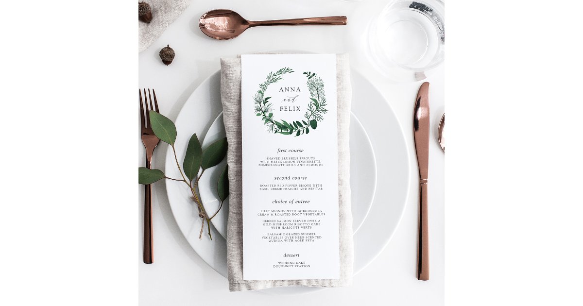 Wild Forest Wedding Menu Card | Zazzle